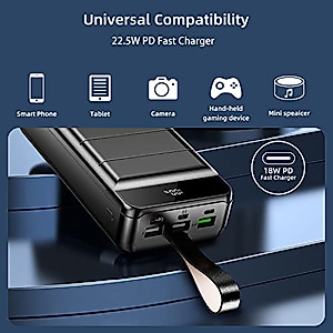 Power Bank 50000mAh, 22.5W PD Quick Charge Portable Charger with 4 Outputs & 3 Inputs & Flashlight and LED Display, Huge Capacity Safer External Battery Pack for Smartphone, Android, Tablet & etc