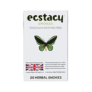 Ecstacy Herbal Cigarettes | Nicotine Free Cigarettes | 1 Pack(20single) of Tobacco Free Smokes (White)