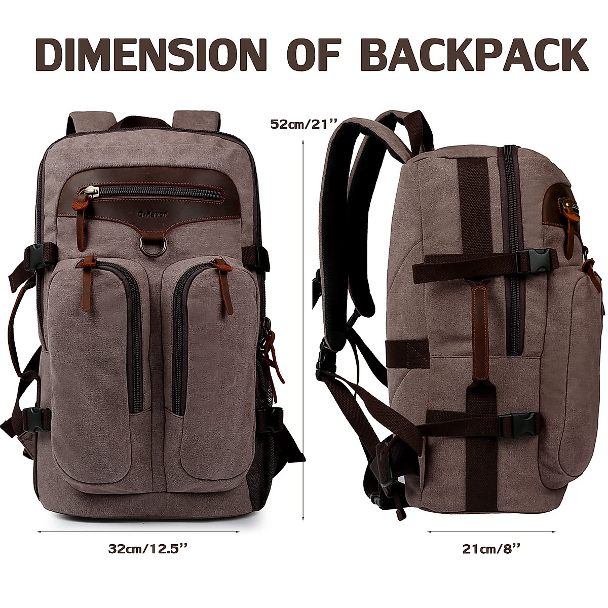 G-FAVOR Travel Laptop Backpack, Vintage Canvas College School Backpack Bookbag for Men & Women Computer Backpack 15.6 inch, Carry on Backpack Luggage Daypack Weekender Duffel Bag