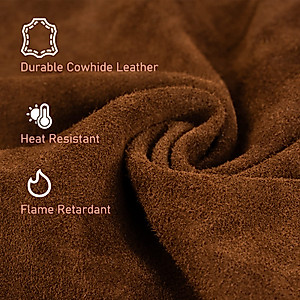 YESWELDER Leather Welding Sleeves Heat&Flame Resistant Arm Protection Work Sleeves for Men and Women