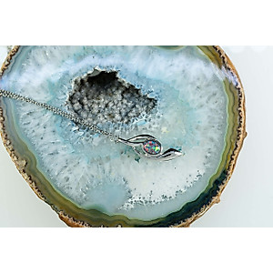 Australian Triplet Opal Necklace - Genuine Australian Triplets Opal Necklace Pendant in Sterling Silver White Gold Plated Women's Jewelry (Multi Color)