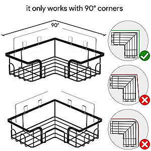XHENEEB Shower Organizer Corner 3 Pack Corner Shower Shelf Adhesive Shower Caddy Corner Only for 90 Degrees Angle