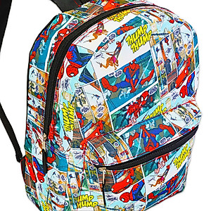 Marvel Spiderman Backpack for Boys Girls Kids -- 2 Pc Bundle With 16" Marvel Comics Spiderman School Backpack Bag with Stickers (Spiderman School Supplies)