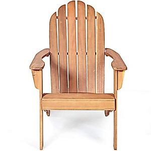 RELAX4LIFE Adirondack Chair Patio Chair Wooden Weather Resistant Chair for Yard, Garden, Patio, Deck & Poolside Acacia Outdoor Lounger Chair (1, Natural)