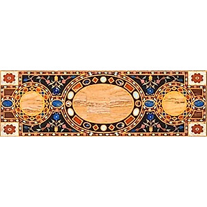 Pietra Dura Black Marble Inlay Rectangular 48" x 24" Inch Coffee Table Top, Stone Inlaid Top for Wall Decor, Breakfast Table Top, Living Room Furniture, Piece Of Conversation, Family HeirLoom