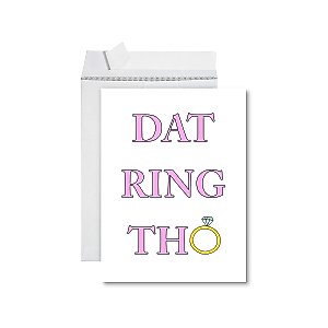 Andaz Press Funny Wedding Jumbo Card, Dat Ring Tho 8.5 x 11 inch Blank Congratulations Greeting Card with Envelope, Humour, Rude Card for Newlyweds, Bride and Groom, Engagement Party Card, 1-Pack