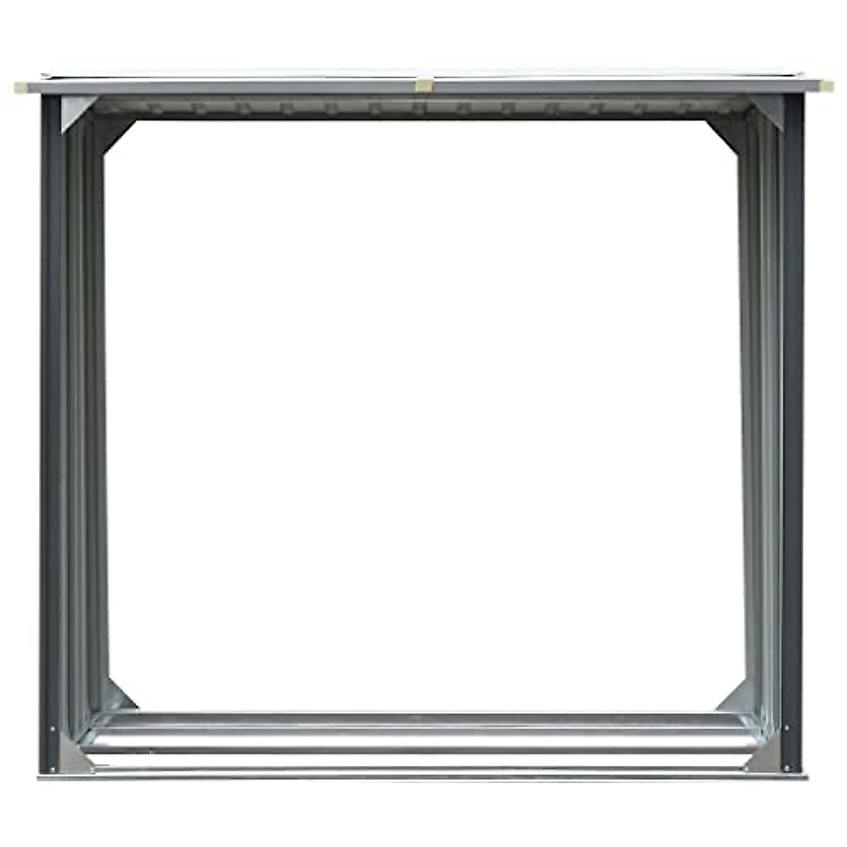 vidaXL Garden Log Storage Shed Heavy Duty Outdoor Backyard Timber Storage Cabin Firewood House Galvanized Steel 67.7" Gray