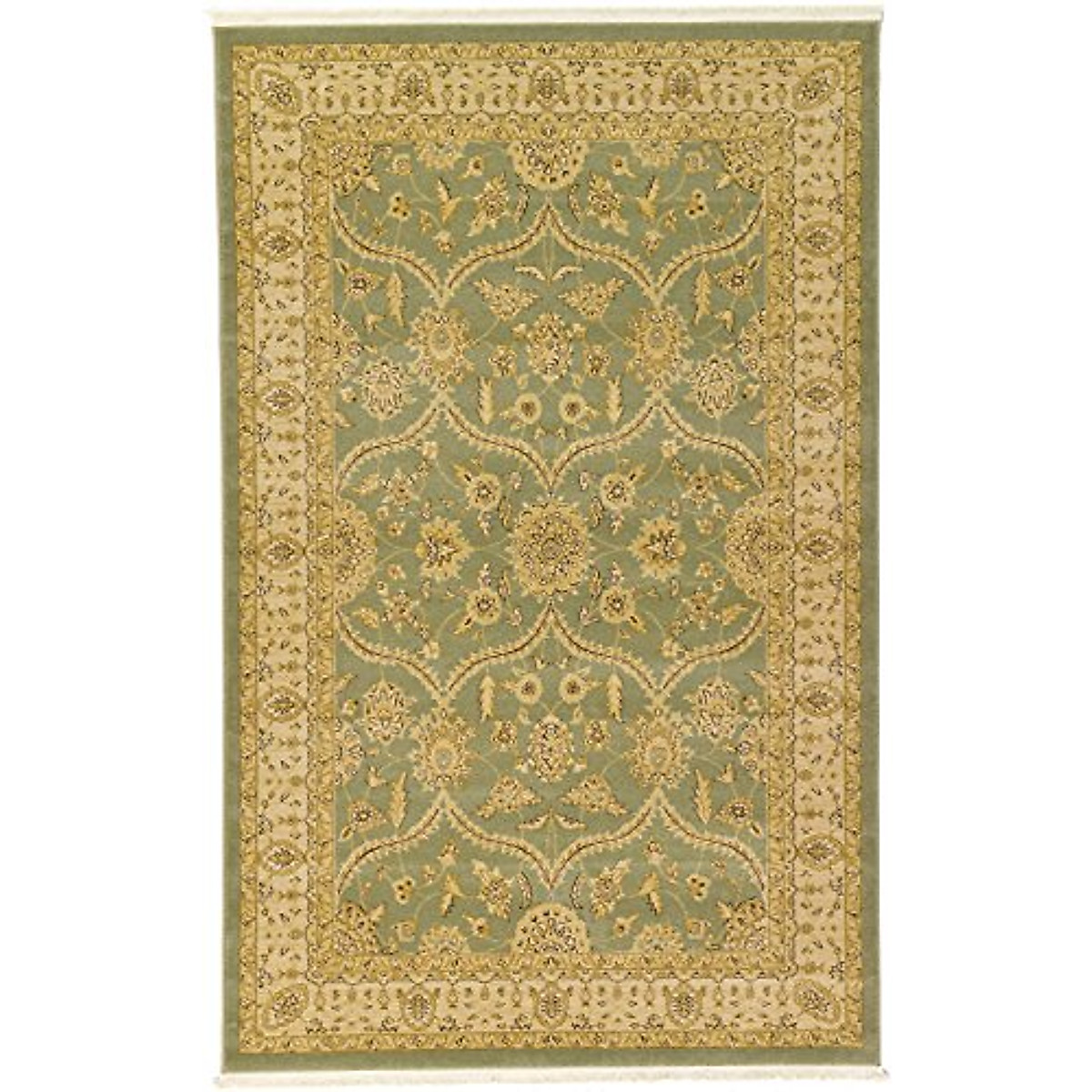 Unique Loom Edinburgh Collection Classic Oriental Traditional French Floral Country Inspired Design Area Rug, 5' 1" x 8' Rectangle, Light Green/Cream