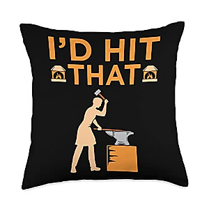 Blacksmithing Forger Blacksmith Forging Graphic I'd Hit That Blacksmith Forging Forger Graphic Throw Pillow, 18x18, Multicolor