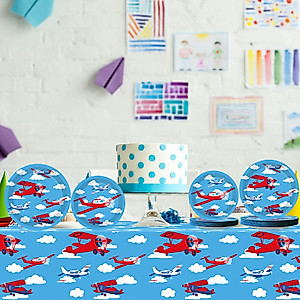 98 pieces Airplane Birthday Party Decorations Supplies Airplane Party Plates and Napkins Plane Theme Paper Tableware Set Tablecloth Baby Shower for 24 Guests 1st Birthday Helicopter Favors for Kids