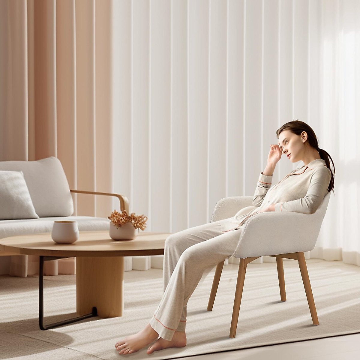 Desk Chair Accent Chair Mid Century Modern Arm Chair Upholstered Reading Chair Living Room Chairs for Bedrooms Living Room Home Office (Gray, Set of 1)