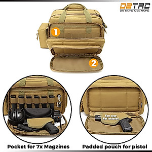 DBTAC Range Bag 2~4 Pistol Medium Size (Tan) + Tactical Lunch Bag (Tan), Durable Material with adjustable shoulder strap, Multi-functional Design