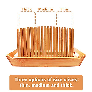 Kiss Core Premium Bamboo Bread Slicer for Homemade Bread, Crumb Catcher, Foldable and Compact Loaf Cutter 3 Size Slicing Guide