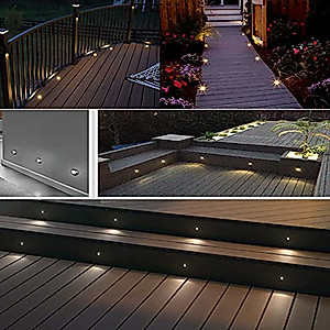 CNBRIGHTER LED Deck Light,1W 12V DC,Small Outdoor Step Stairs Lighting,Waterproof Stainless Steel Aluminum,Recessed Decoration Lamp,Floor Footlights to Accent Landscape Garden Yard Patio,Warm White