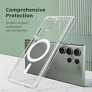 ANNGELAS Magnetic Phone Case Compatible with Samsung Galaxy S23 Ultra – Shockproof Clear Cell Phone Case Works with Wireless Charging, MagSafe Card Wallet – Sleek Protective Case – Mag Safe Case