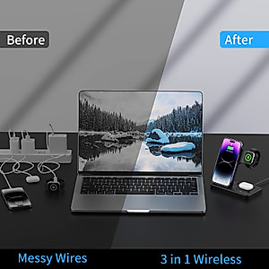 Wireless Charger iPhone, 3 in 1 Charging Station Apple 18W Fast Charging Station for Multiple Devices Apple - iPhone 15 14 Pro Max 13 12 11 - iWatch 8 7 6 5 4 3 2 Se - Airpods 3 2 Pro (with Adapter)