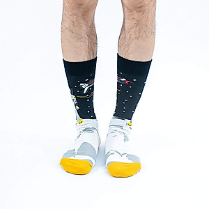 BONANGEL Mens Dress Socks Fun Funny Colorful Crazy Crew Dress Socks For Men 9-12