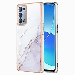 Klapber Case for Oppo Reno 6 Pro 5G Phone Case [Plating Frame] Camera & Screen Enhanced Protection Anti-Fingerprint Scratch Resistant Slim Fit Bumper Clear Cover for Oppo Reno 6 Pro 5G, B6