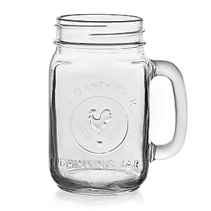 Libbey County Fair Glass Drinking Jars, 16.5-ounce, Set of 12