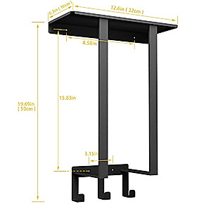 Towel Racks for Bathroom Wall Mounted, BETHOM Metal Square Tube Towel Rack with Shelf & 3 Hooks, Towel Storage Holders Wall for Rolled Bath Towel, Washcloths, Hand Towels, Black