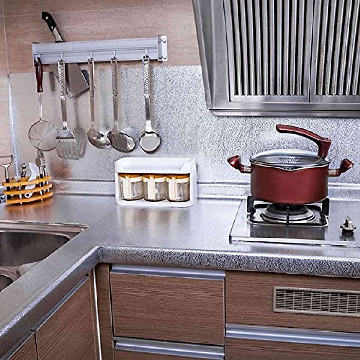 Kitchen Backsplash Wallpaper Aluminum Foil Wall Sticker(15.7×118.1inch)