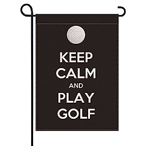 Uanvaha golf ball Garden Flag Decor keep calm play golf poster Burlap Banner Flags for Yard House Lawn Patio Outdoor Decorations 12.5X18 Inch