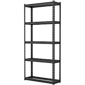 Tangkula 5-Tier Garage Storage Shelves, Heavy Duty Metal Storage Shelving Unit, Adjustable Utility Storage Rack Organizer for Warehouse Kitchen Pantry Basement, 35.5" L x 12" W x 72" H (1, Black)