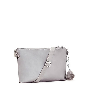Kipling Mikaela Metallic Crossbody Bag Smooth Silver Metallic