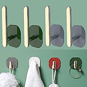 Jearytop Large Multi-Function Hook Utility Paper Towel Holder Wall Mount Adhesive Utility Hooks Seamless Kitchen Bathroom Organizer Hook for Hanging Coat Key Shoes Towels ups Hook Paper Holder 8pcs