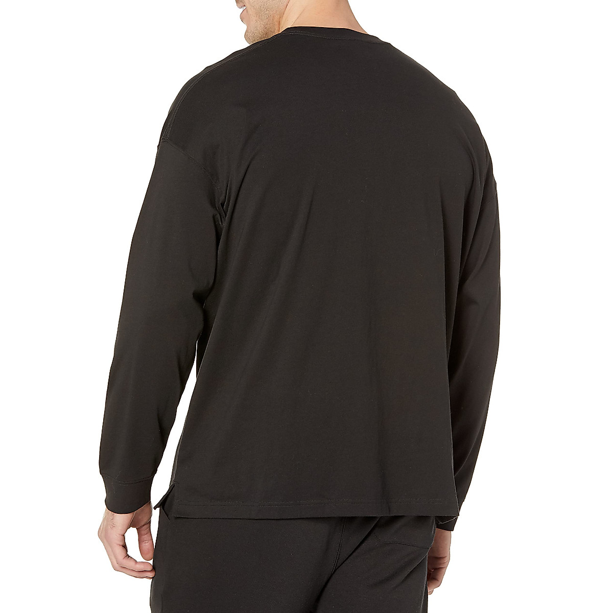 Amazon Essentials Men's Long-Sleeve T-Shirt Oversized-Fit Organic Cotton, Black, XX-Large