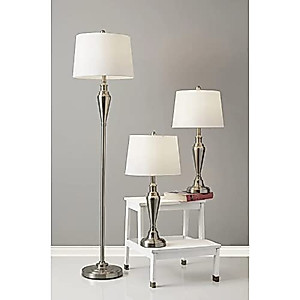 Adesso 1583-22 Glendale 3-Piece Floor Lamp Set, 59.5 in./25.5 in., 150W, Brushed Steel/White, 3 Antique Lamps