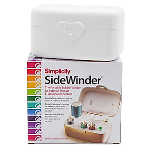 Simplicity 388175A Sidewinder Portable Automatic Bobbin Winder Machine, 120 Voltage, White