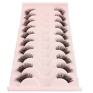 HBZGTLAD New 10 Pairs 3D Mink Lashes False Eyelashes Handmade Wispy Fluffy Long Lashes Natural Eye Makeup Tools Eye Lashes(JA2505)