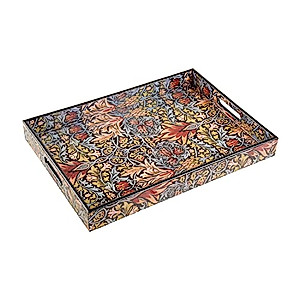 ART & ARTIFACT William Morris Serving Trays - Serving Tray with Handles Set of 3 Nesting Wooden Tray, Arts & Crafts Print Coffee Table Tray Decor- 18" 15" 12"