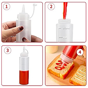 Condiment Squeeze Bottles, Abnaok 2-Pack 8 oz Food Grade Plastic Squeeze Condiment Bottles with Twist On Cap Lids for Sauces, Paint,Oil, Condiments,Salad Dressings, Arts and Crafts