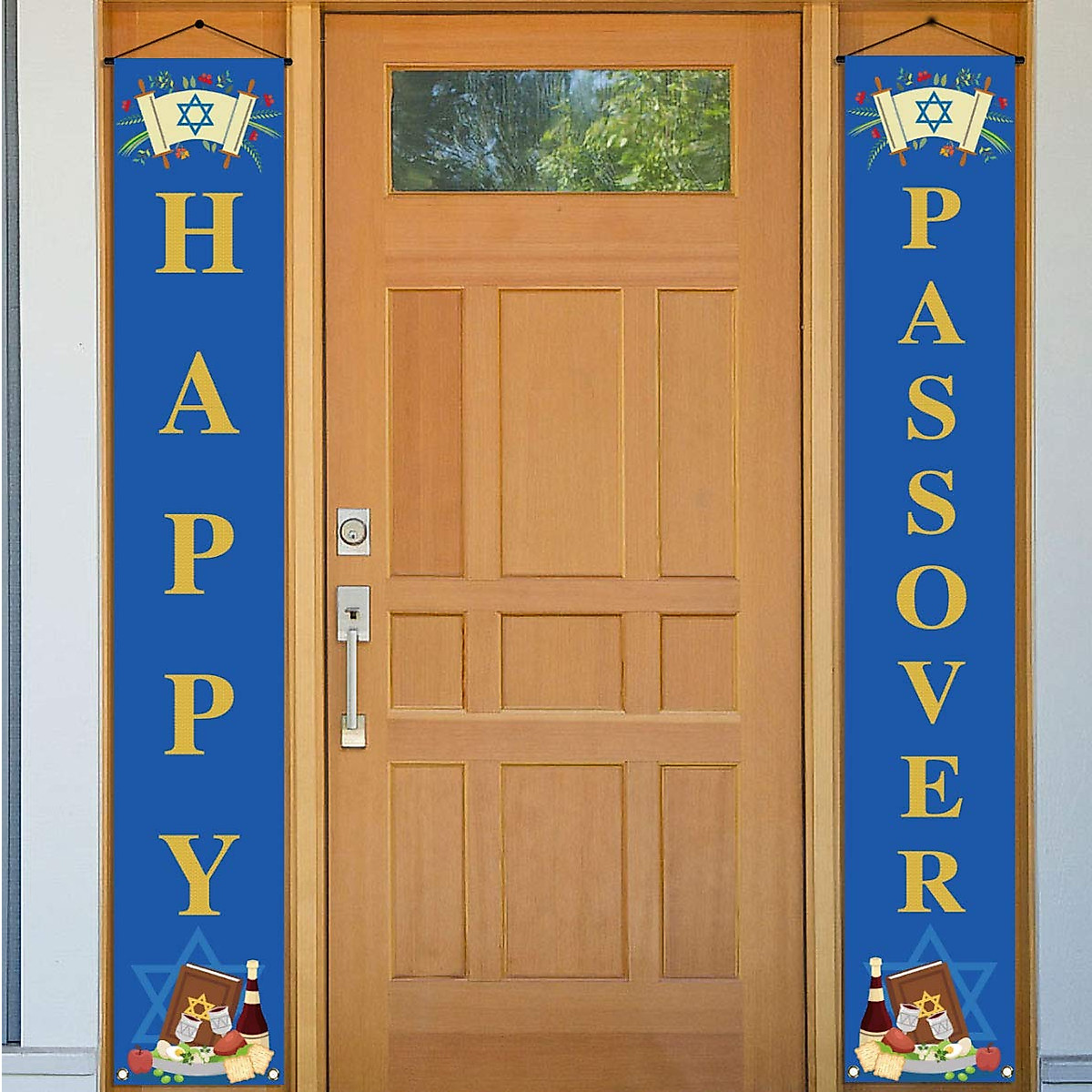 Passover Decoration Outdoor Happy Passover Hanging Banner Jewish Holiday Celebration Festival Decor and Supplies