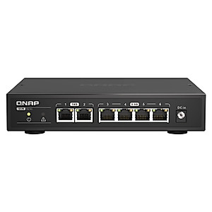 QNAP QSW-2104-2T-A-US 6-Port 10GbE & 2.5GbE Plug & Play unmanaged Network Switch For Desktop