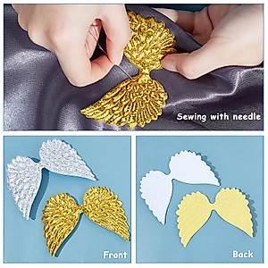 arricraft 40 Pcs Glitter Craft Angel Wings, 2 Colors Fabric Wing Patches Embossed Wing Patches for DIY Craft Clothing Ornament Supplies Shirts Jeans Craft Sewing (Gold & Silver)