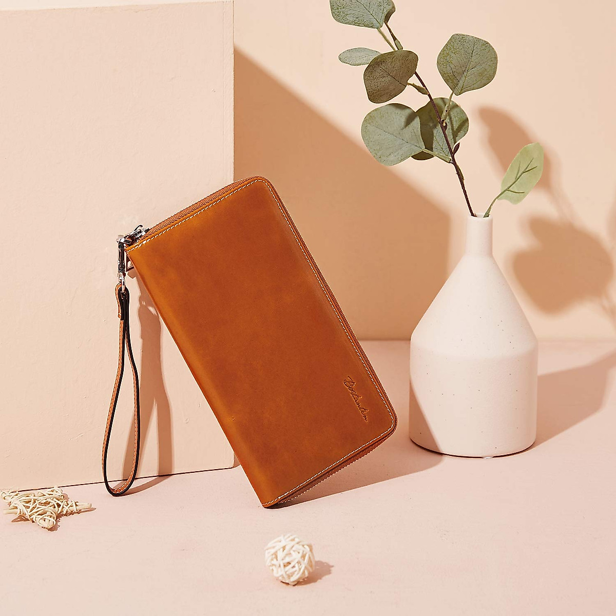 BOSTANTEN Womens Leather Wallets RFID Blocking Large Capacity＆Leather 15.6 inch Laptop Backpack Computer Bag