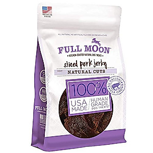Full Moon Natural Cut Pork Jerky Healthy All Natural Dog Treats Human Grade Grain Free 10 oz