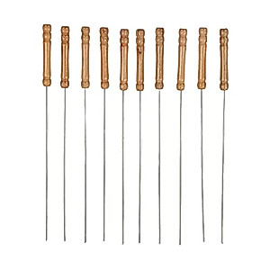 RvSky Garden kit 10pcs Barbecue Skewers Wooden Handle Stainless Steel BBQ Kabob Sticks for Outdoor Barbecue 11.8in