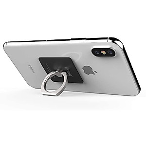 iRing Link, Made in Korea, Wireless Charging Friendly Phone Holder - Cell Phone Ring Grip Finger Holder and Stand Compatible with iPhone, Galaxy, and Other Smartphones(Matt Black)