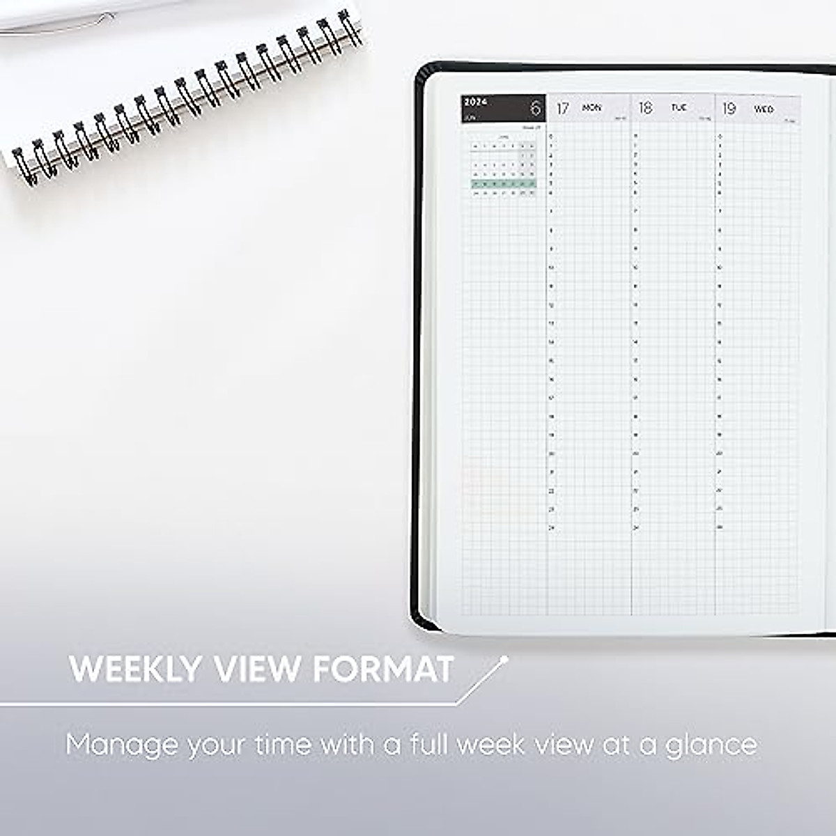 Inamio 24 Hourly Planner 2024 – 24 Hour Weekly and Monthly Appointment Book 2024 – Hardcover, Japanese Design – Minimalist Teacher Planner, Annual Planner with Time Slots – 6 x 8.5