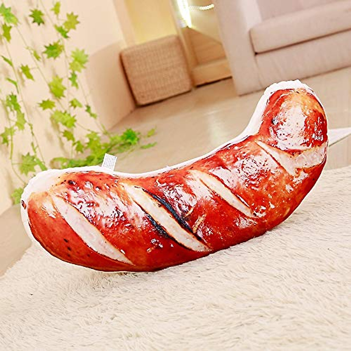 Zerodis Simulation Food Pillow, 3D Toy Cushion Pillow Plush Toy Soft Sofa Living Room Bedroom Car Decoration(Simulation Sausages)
