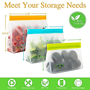 12 Pcs Reusable Storage Bags, Reusable Food Storage Bags, Reusable Freezer Bags Food Container, Stand Up Extra Thick Leakproof Reusable food Bags(Gallon Bags+Sandwich Bags+Snack Bags)