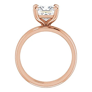 Solid Gold Engagement Ring Set for Women, Handmade 2 Carats Princess Cut Moissanite Solitaire Ring Set Diamond Wedding Bridal Ring Anniversary Propose Gift Her, 10K/14K/18K, 925 Silver