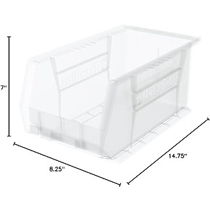Akro-Mils 30240 AkroBins Plastic Hanging Stackable Storage Organizer Bin, 15-Inch x 8-Inch x 7-Inch, Clear, 12-Pack