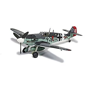 Corgi Diecast Messerschmitt Bf 109G-2 'Red 1' Luftwaffe 1:72 WWII German Military Aircraft Display Model AA27111, Black