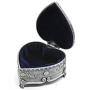 AVESON Classic Vintage Heart Shape Metal Jewelry Box Ring Trinket Storage Organizer Chest Christmas Gift