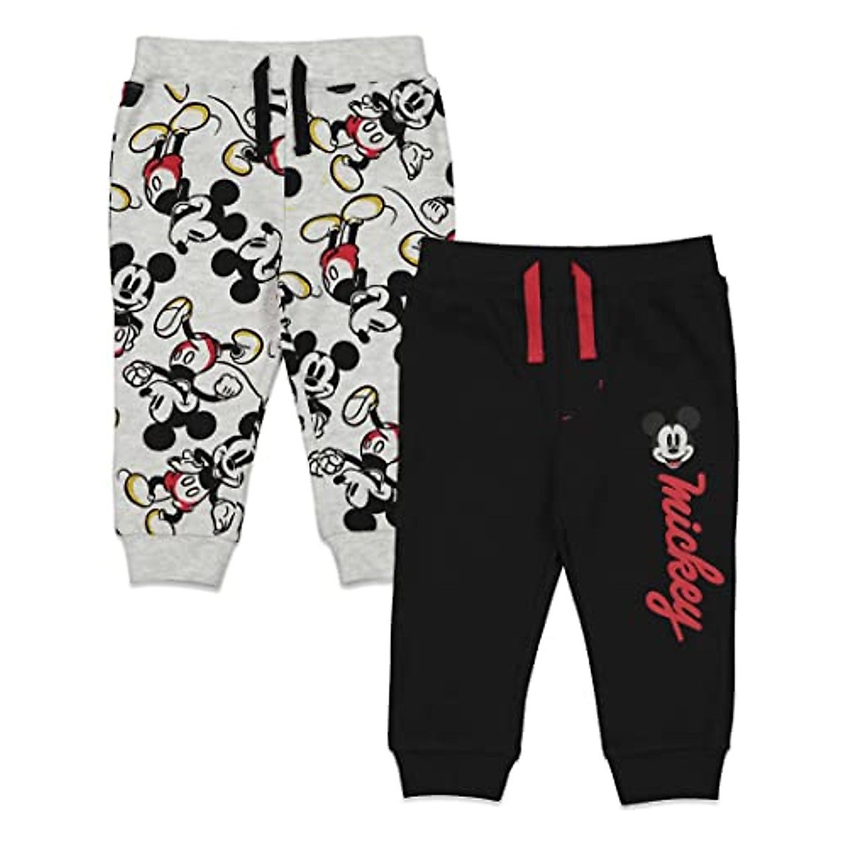 Disney Mickey Mouse Infant Baby Boys 2 Pack Drawstring Pants Black and Grey 18 Months